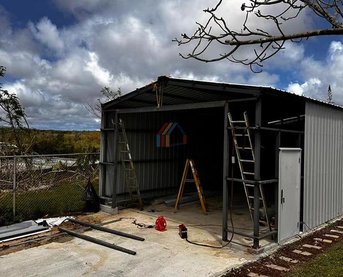 Guam steel garage building project | Yirong Building Steel Structural ...