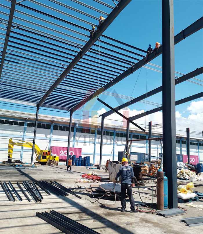 Double span steel structure factory building in the Philippines ...